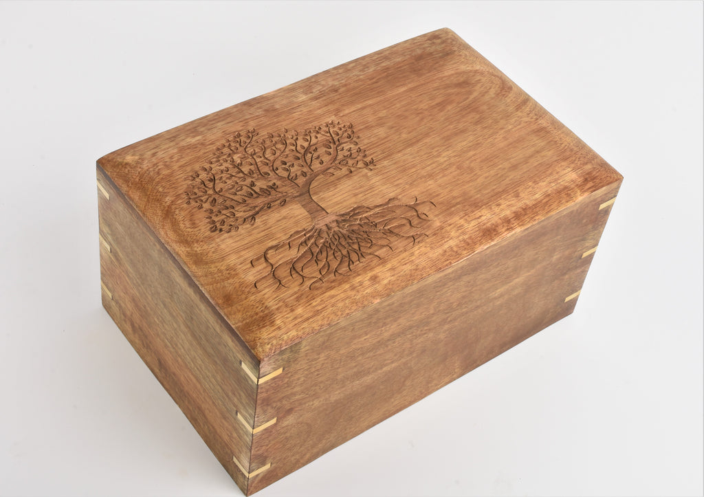 Extra Large Double Capacity Solid Wood Tree Of Life Casket – UrnsWithLove