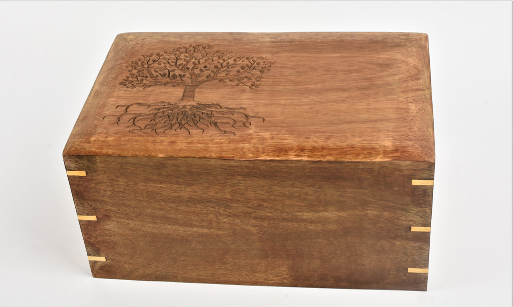 Extra Large Double Capacity Solid Wood Tree Of Life Casket – UrnsWithLove