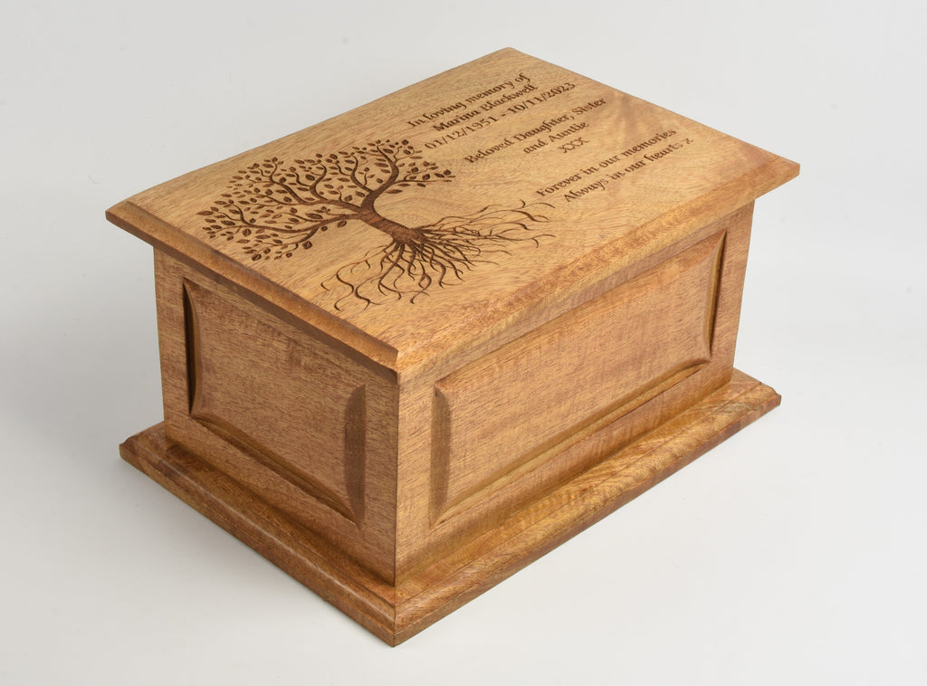 Large Solid Wood Casket Tree Of Life Urn – UrnsWithLove